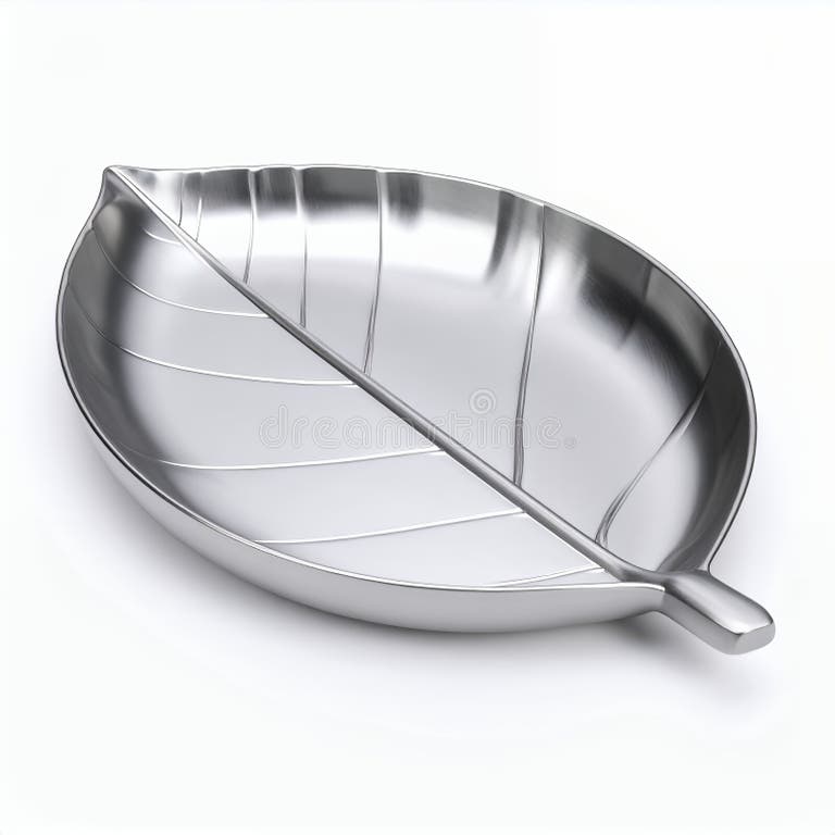 Shiny Metallic Leaf-shaped Dish with Detailed Veins, Creating an ...