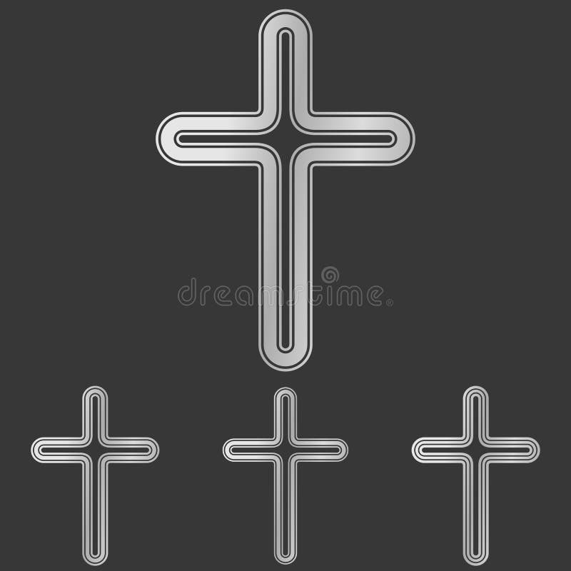Silver Line Cross Logo Design Set Stock Vector - Illustration of ...