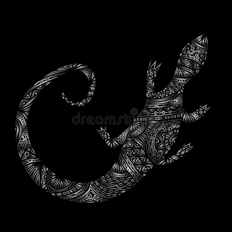 Silver or Metallic Lizard or Chameleon Stock Vector - Illustration of ...