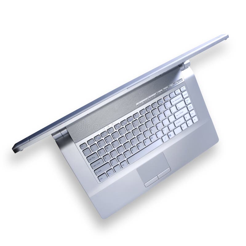 Silver Metallic Notebook Computer Stock Photo - Image of communication ...