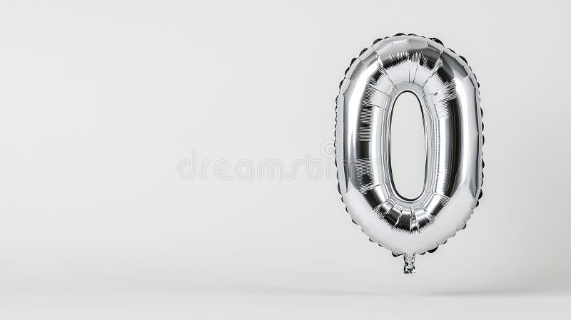 Silver Metallic Number Zero Balloon on White Background Stock Image ...