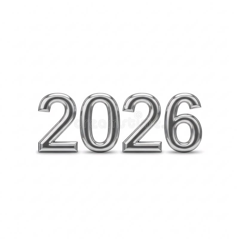 Silver Metallic Numbers 2026, Symbolizing the Upcoming Year Stock Illustration - Illustration of ...