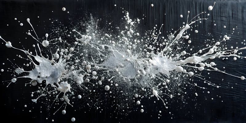 Silver Metallic Paint Splatter Effect on a Black Canvas Stock ...