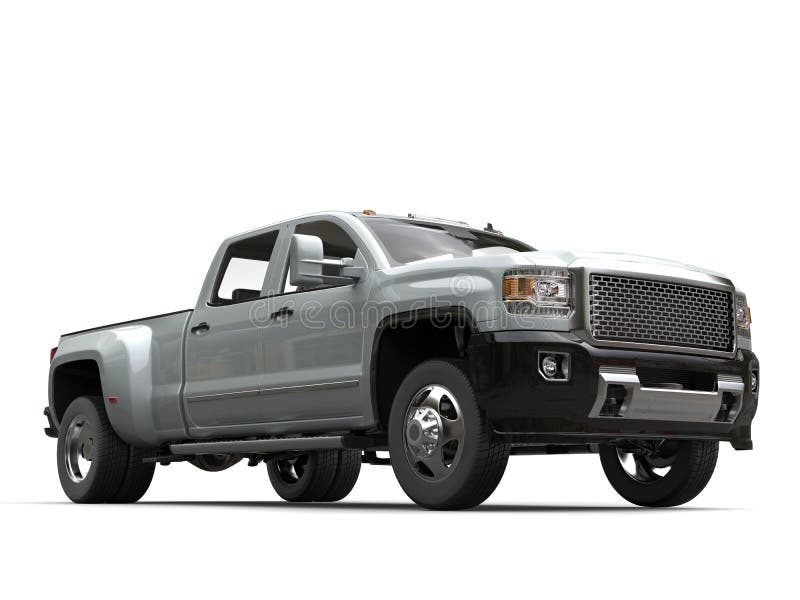 Silver Metallic Pickup Truck - Low Angle Shot Stock Image - Image of ...