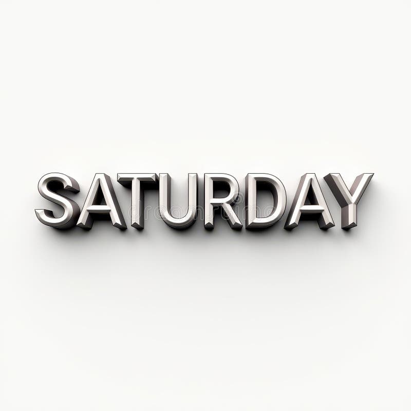 Silver Metallic Saturday Text on a White Background Stock Illustration ...