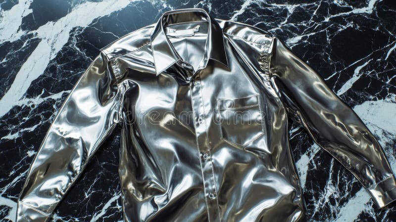 Silver Metallic Shirt on Dark Marble Background Stock Illustration ...