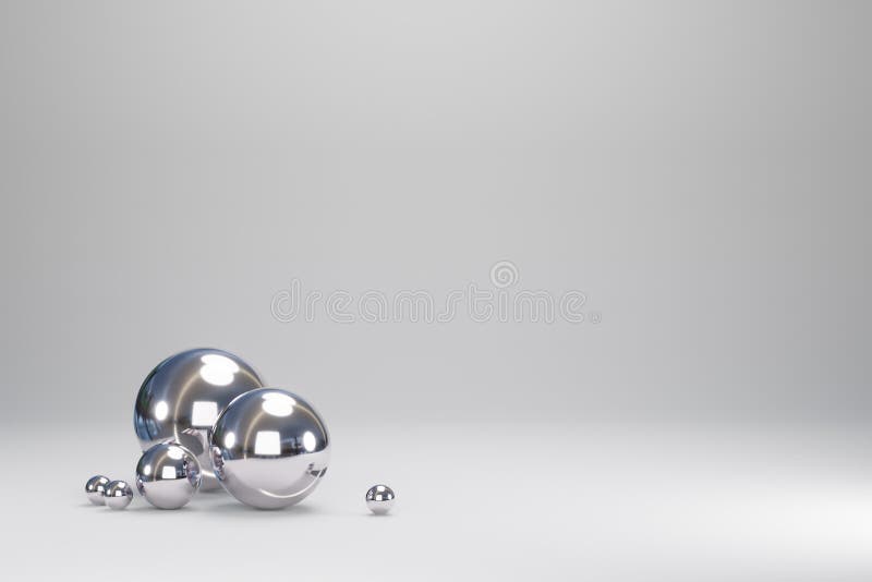 Silver Metallic Spheres on White Background Stock Illustration ...