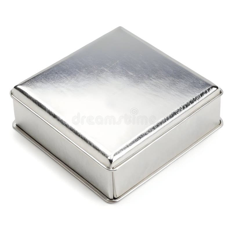 Silver Metallic Square Packaging Isolated on White Background Stock ...