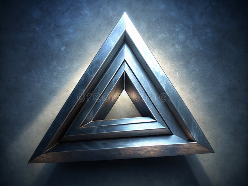 Silver Metallic Triangle on a Blue Background Stock Vector ...