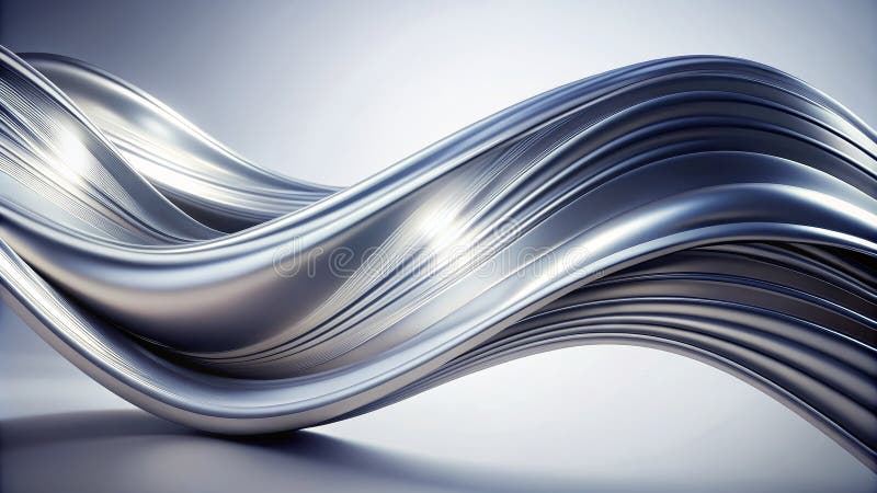 A Silver Metallic Wave Flows Across a White Background Symbolizing ...