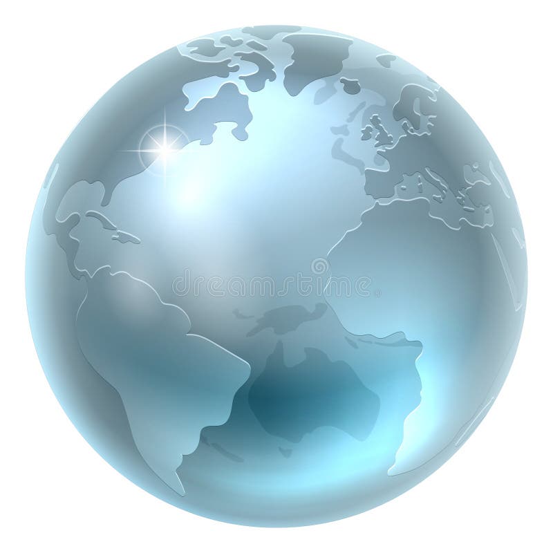 Silver Metallic World Earth Globe Stock Vector - Illustration of glossy ...