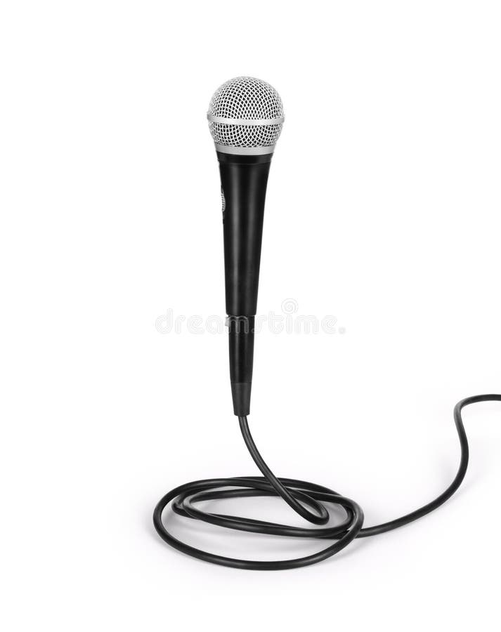 Silver Microphone with Black Wire Stock Image - Image of broadcasting ...