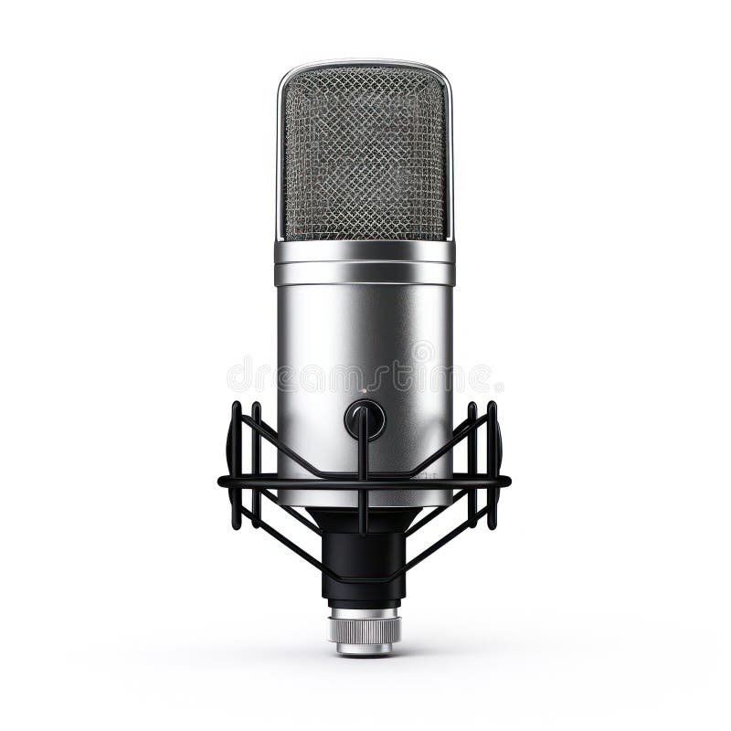 Silver Microphone with Metal Mesh and Shock Mount for Studio Recording ...