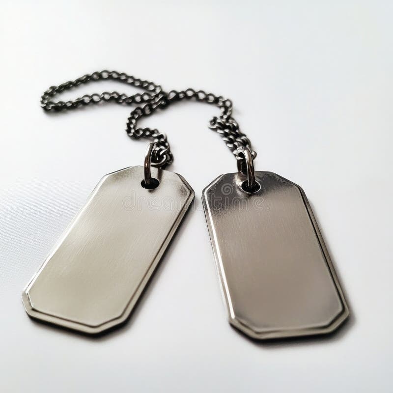 Silver Military Dog Tags on Chain with Clean Surface and Smooth Edges ...