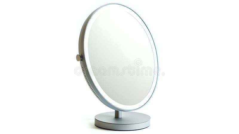 A Silver Mirror with a Light on it Stock Photo - Image of front ...
