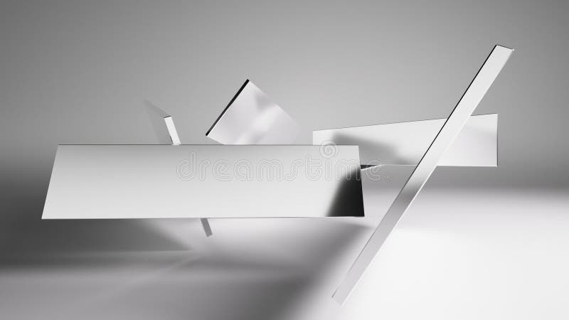 Silver Mirrored Blocks with Contrasting Shadows and Caustics ...