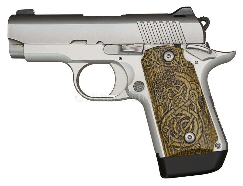 Silver 9mm Gun Left Side stock image. Image of carving - 340283627