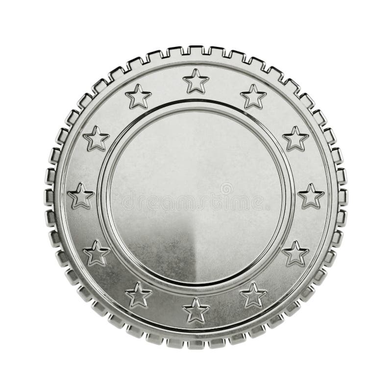 Silver Mockup Coin with Empty Space for Your Design. 3d Rendering Stock ...