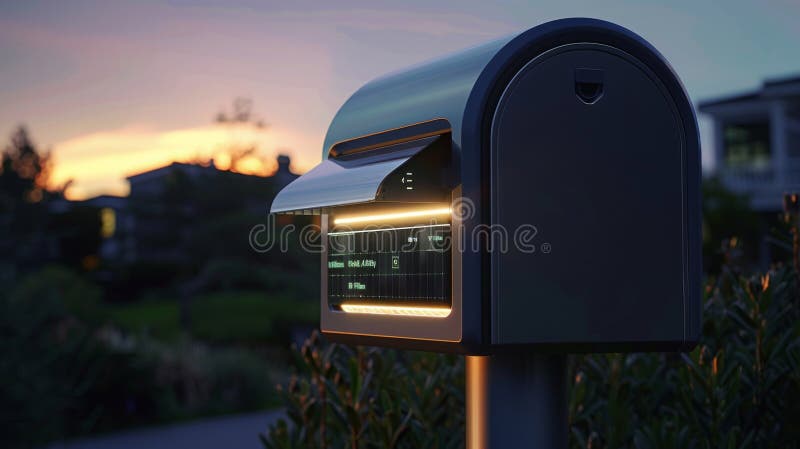 Silver Modern Mailbox at Sunset Stock Image - Image of silver, screen ...