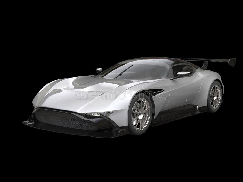 Silver Modern Race Car on Black Background Stock Illustration ...
