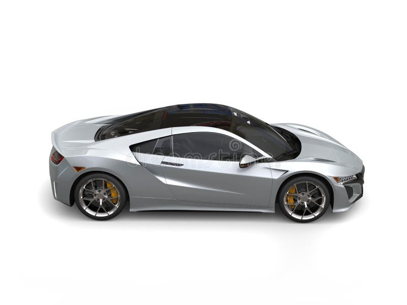 Silver Modern Sports Concept Car - Top Down Side View Stock ...