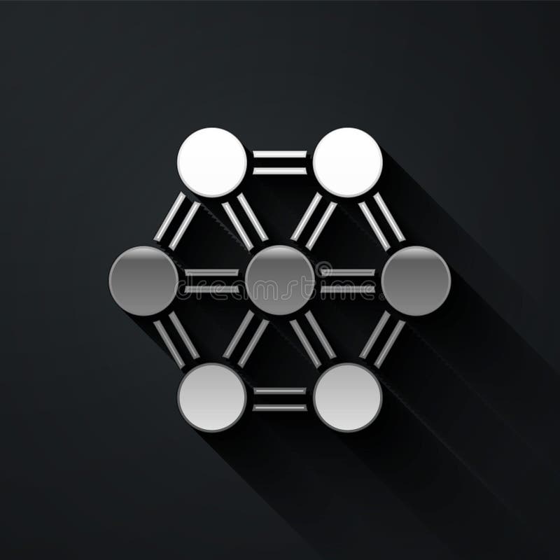 Silver Molecule Icon Isolated on Black Background. Structure of ...