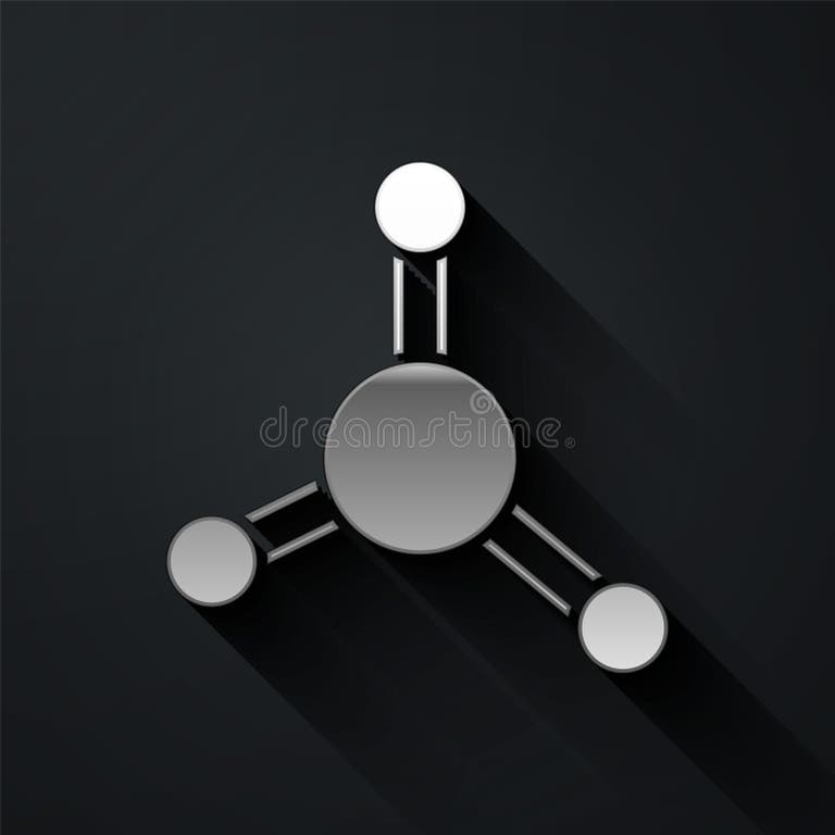 Silver Molecule Icon Isolated on Black Background. Structure of ...