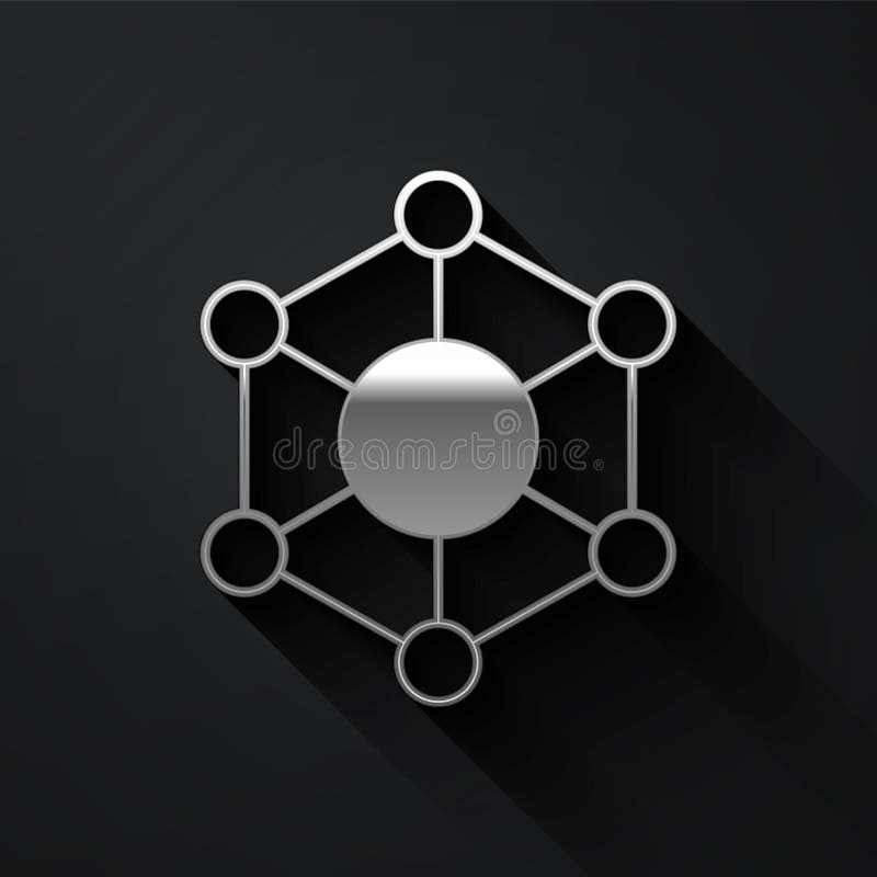 Silver Molecule Icon Isolated on Black Background. Structure of ...