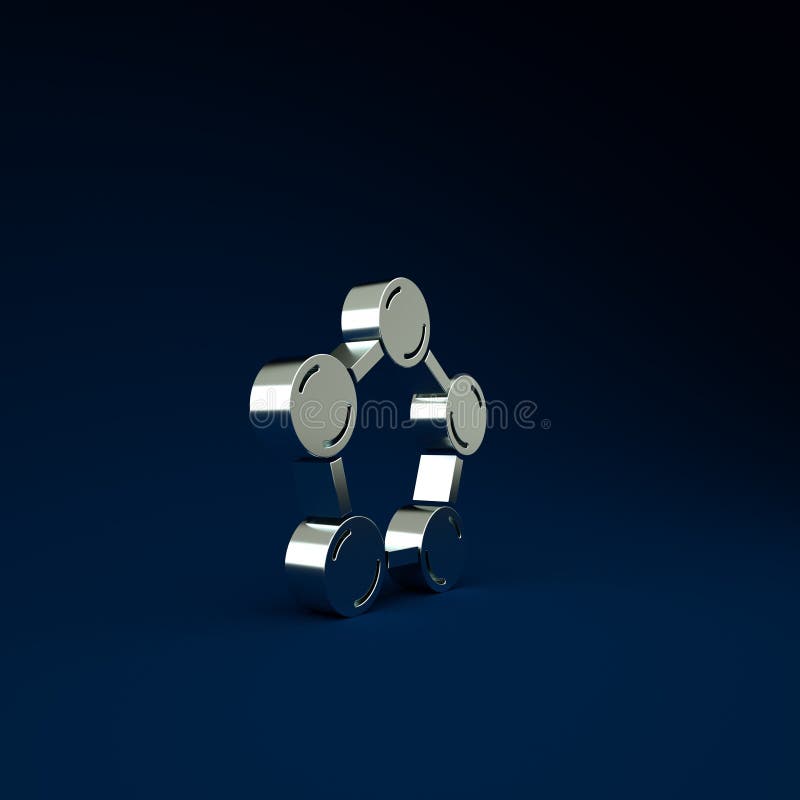 Silver Molecule Icon Isolated on Blue Background. Structure of ...
