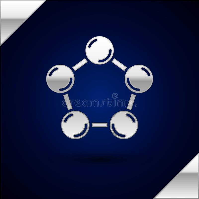 Silver Molecule Icon Isolated on Dark Blue Background. Structure of ...