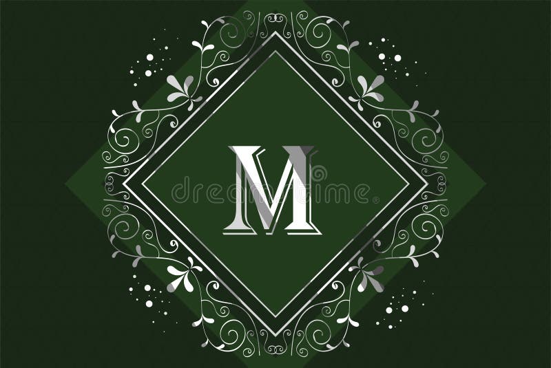 Silver Monogram Rhombus Frame Stock Vector - Illustration of style ...