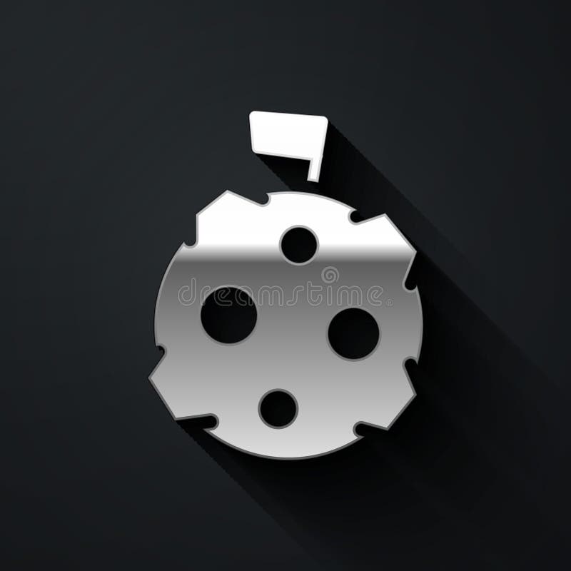 Silver Moon with Flag Icon Isolated on Black Background. Long Shadow ...