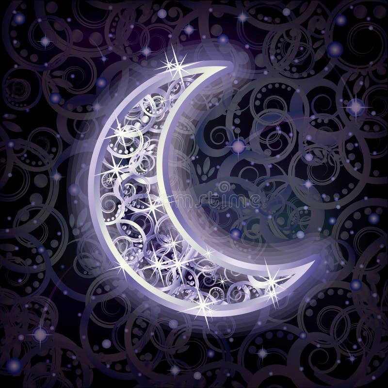 Silver Moon Icon Isolated on Black Background. Long Shadow Style Stock ...