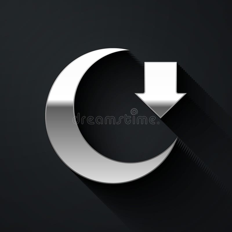 Silver Moon Icon Isolated on Black Background. Long Shadow Style Stock ...