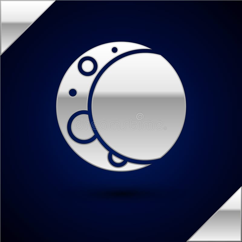 Silver Moon and Stars Icon Isolated on Dark Blue Background. Vector ...