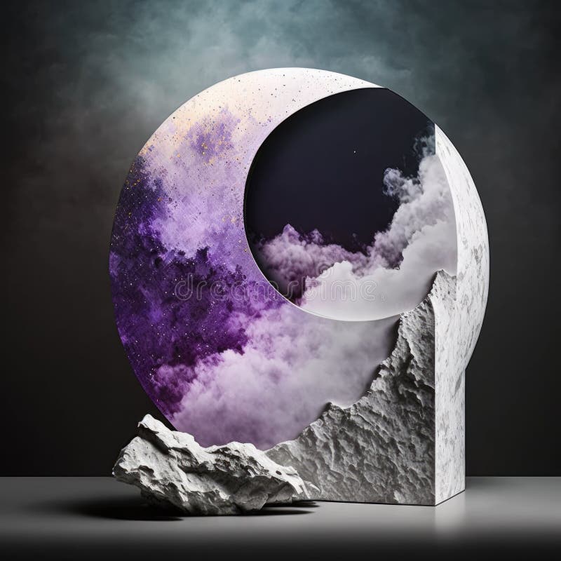 Silver Moon and Purple Clouds Podium, Empty Showcase for Packaging ...