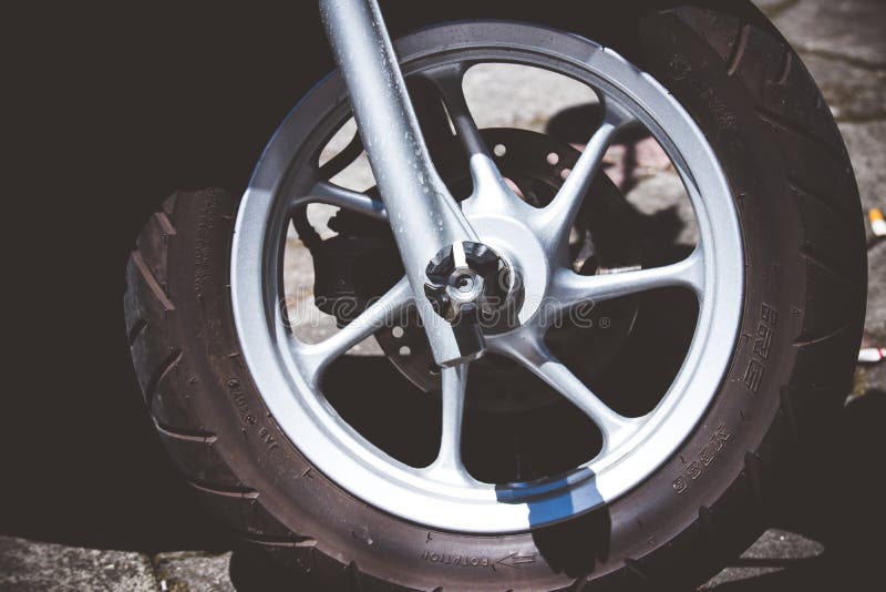Silver Motorcycle Rim And Tire Picture. Image: 117486215