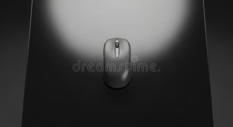 Silver Mouse on a Black Reflective Surface Stock Illustration ...