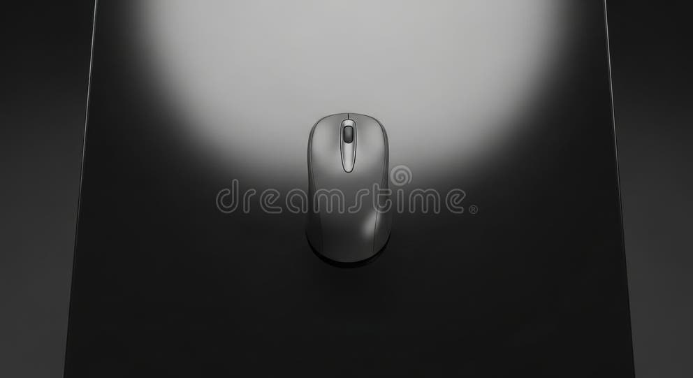 Silver Mouse on a Black Reflective Surface Stock Illustration ...