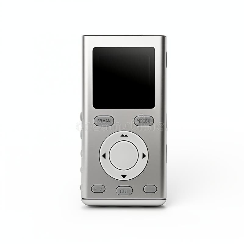 Silver MP3 Player with Buttons and Display Isolated on White Background ...