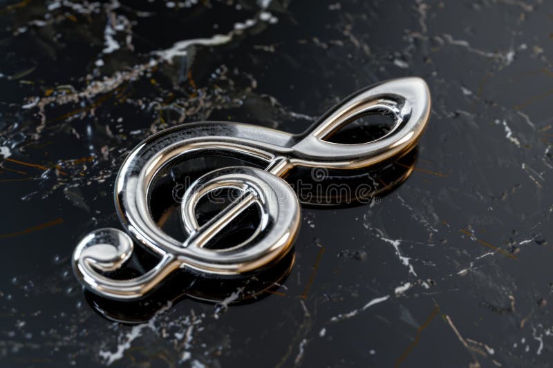 Silver Music Note on Black Table Stock Image - Image of silver, artsy ...