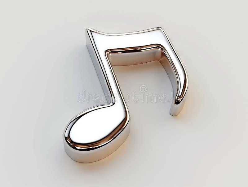 A Silver Music Note on a White Background Stock Image - Image of music ...