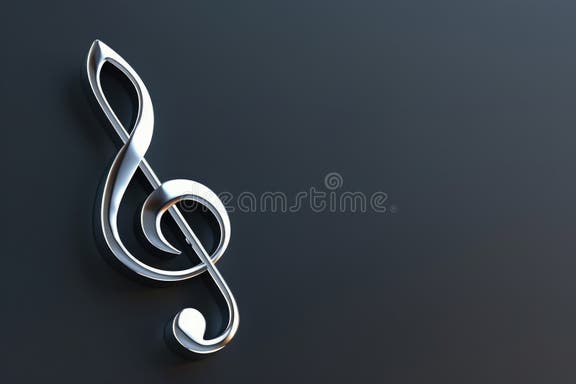 Silver Musical Note with Black Background Stock Image - Image of white ...