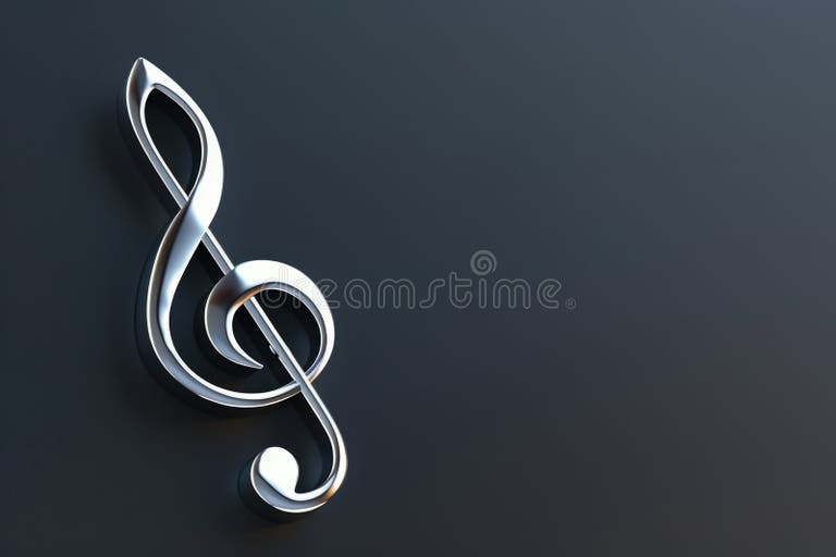 Silver Musical Note with Black Background Stock Image - Image of white ...