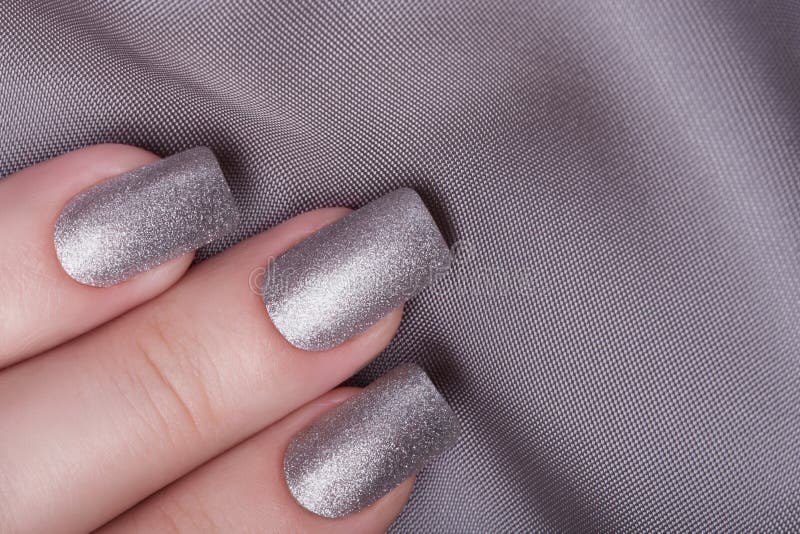 Silver nail polish. stock image. Image of makeup, acrylic - 66460541