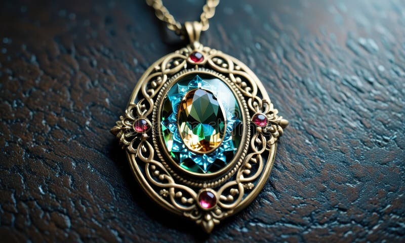 A Silver Necklace Featuring an Engraved Mermaid Design Stock Photo ...