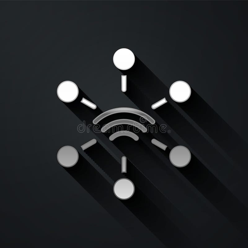 Silver Network Icon Isolated on Black Background. Global Network ...