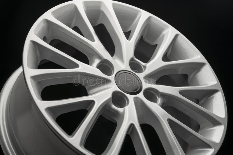 Silver New Alloy Wheel for Car, Side View Close-up Stock Photo - Image ...