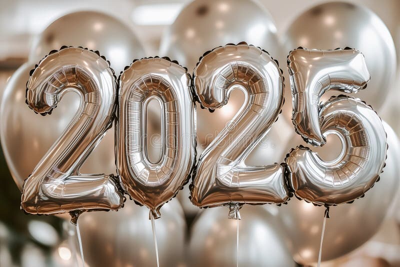 Silver Metallic Numbers 2025 Symbolizing New Year Stock Photos - Free ...