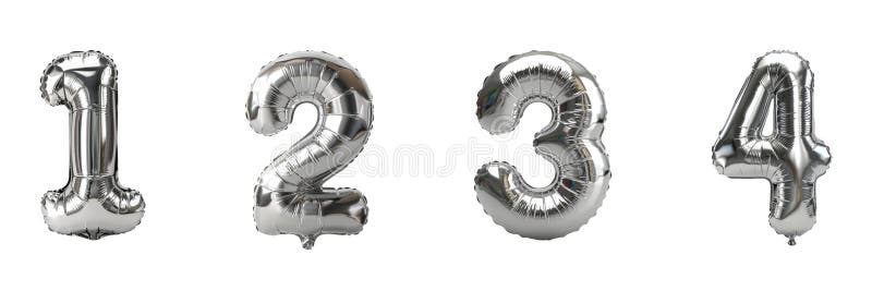 Silver Number Balloon Collection Isolated on Transparent Background ...